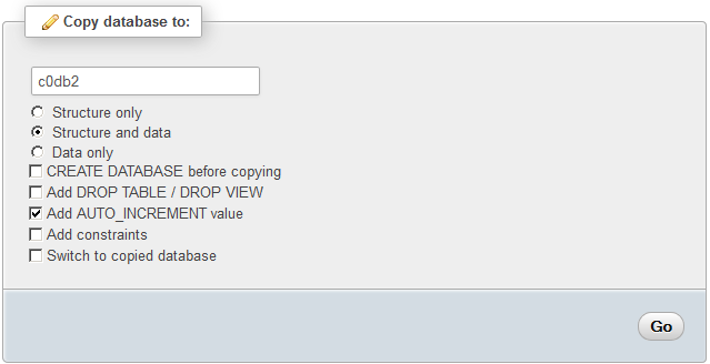 Kopieren einer MySQL-Datenbank auf demselben Server mit phpMyAdmin ...